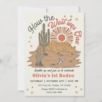 How The West Was One My First Rodeo 1st Birthday Invitation | Zazzle