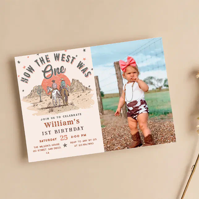 How The West was One Western Cowboy Birthday Photo Invitation | Zazzle