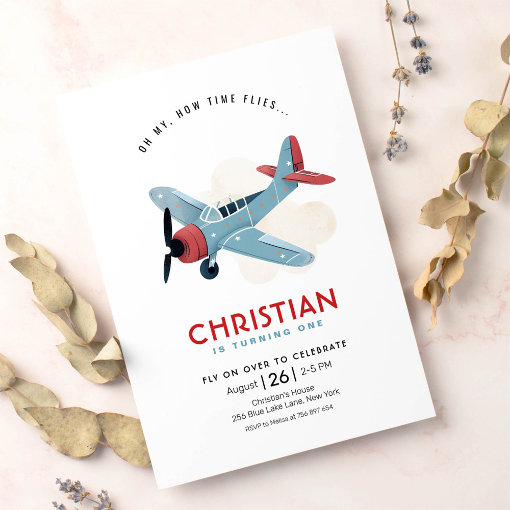 How time Flies Airplane Birthday Invitation | Zazzle