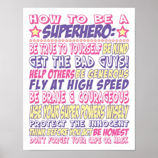 How to be a Superhero Poster | Zazzle