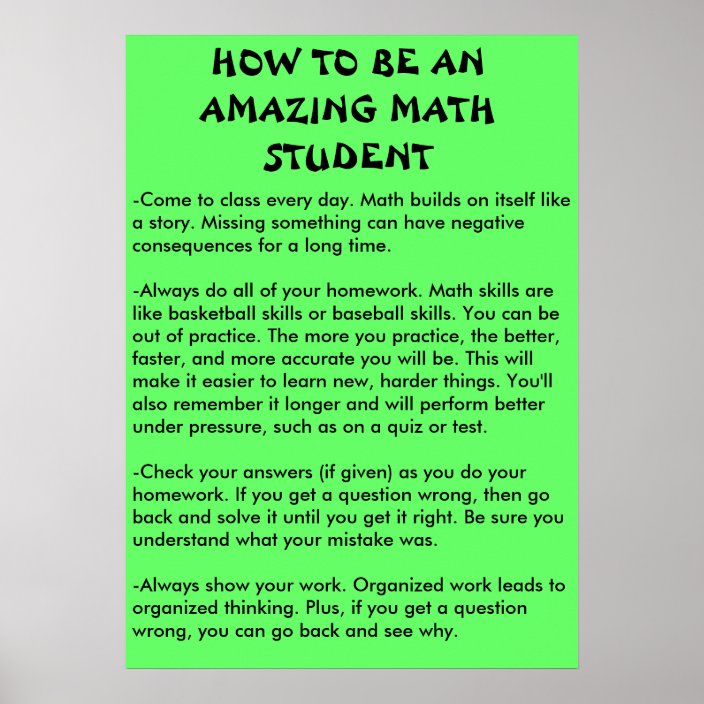 how to be an amazing math student poster | Zazzle