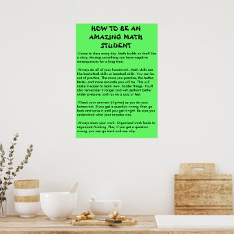 how to be an amazing math student poster | Zazzle
