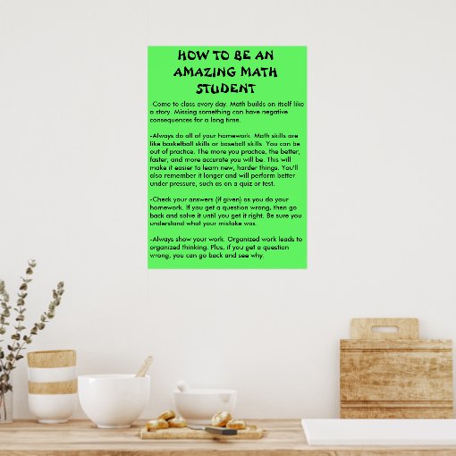 how to be an amazing math student poster | Zazzle