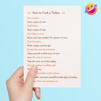 How To Cook Turkey Funny Thanksgiving Recipe Card | Zazzle