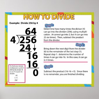 How to Divide Math Poster | Zazzle