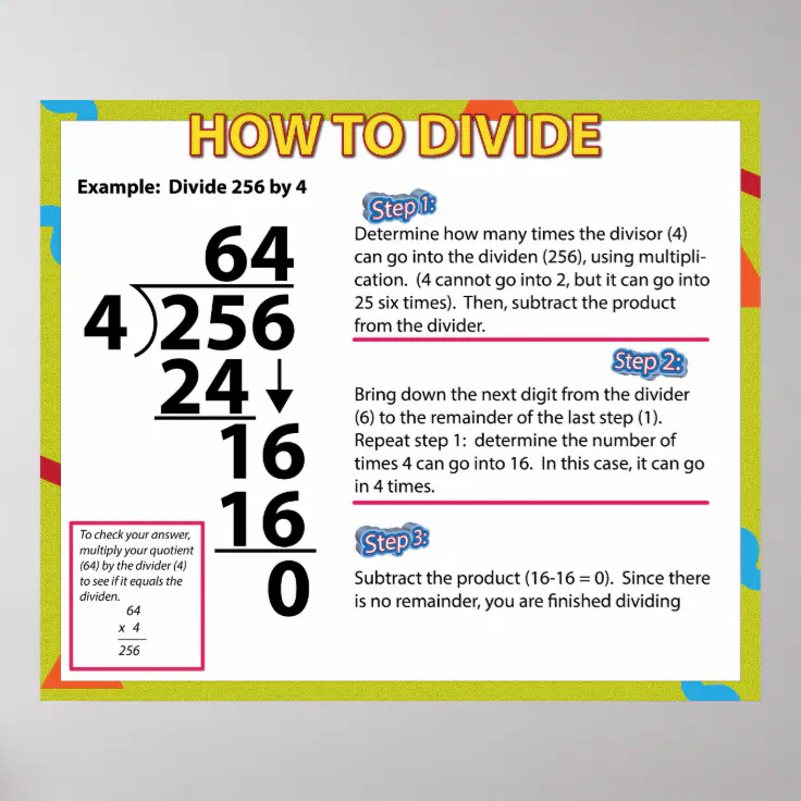How to Divide Math Poster | Zazzle