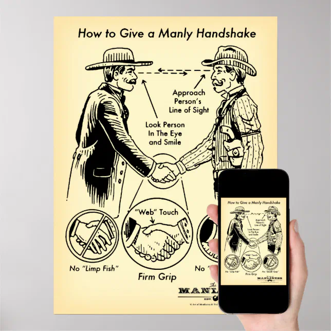 How to Give a Manly Handshake Poster | Zazzle