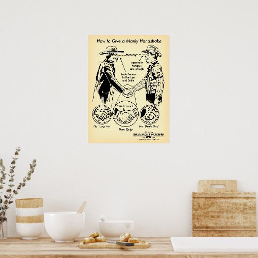 How to Give a Manly Handshake Poster | Zazzle