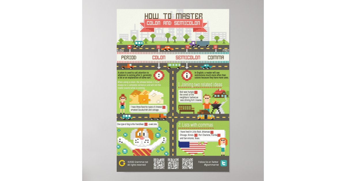 How to master colon and semicolon? poster | Zazzle