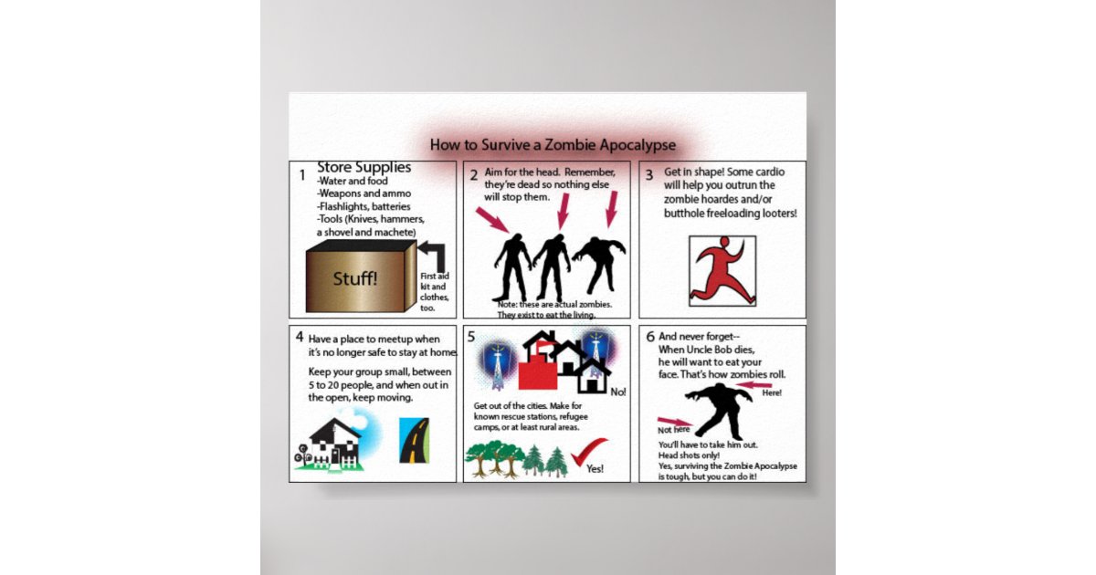 How to Survive a Zombie Apocalypse Poster | Zazzle