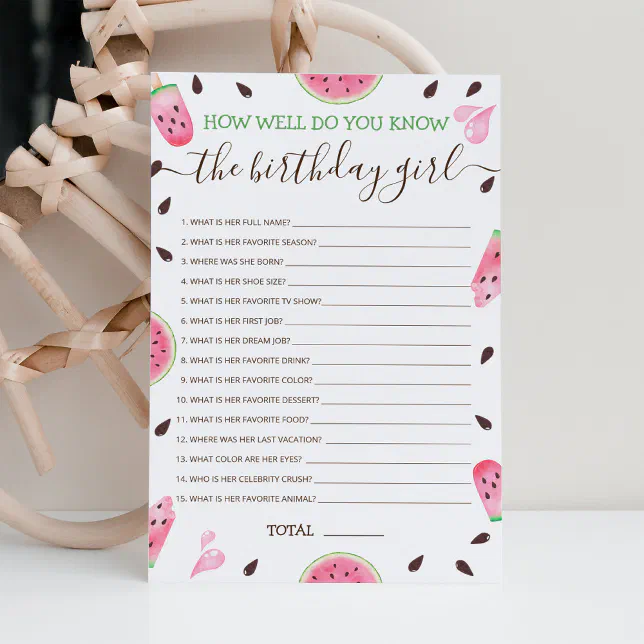 How Well Do You Know Birthday Girl Editable Game | Zazzle