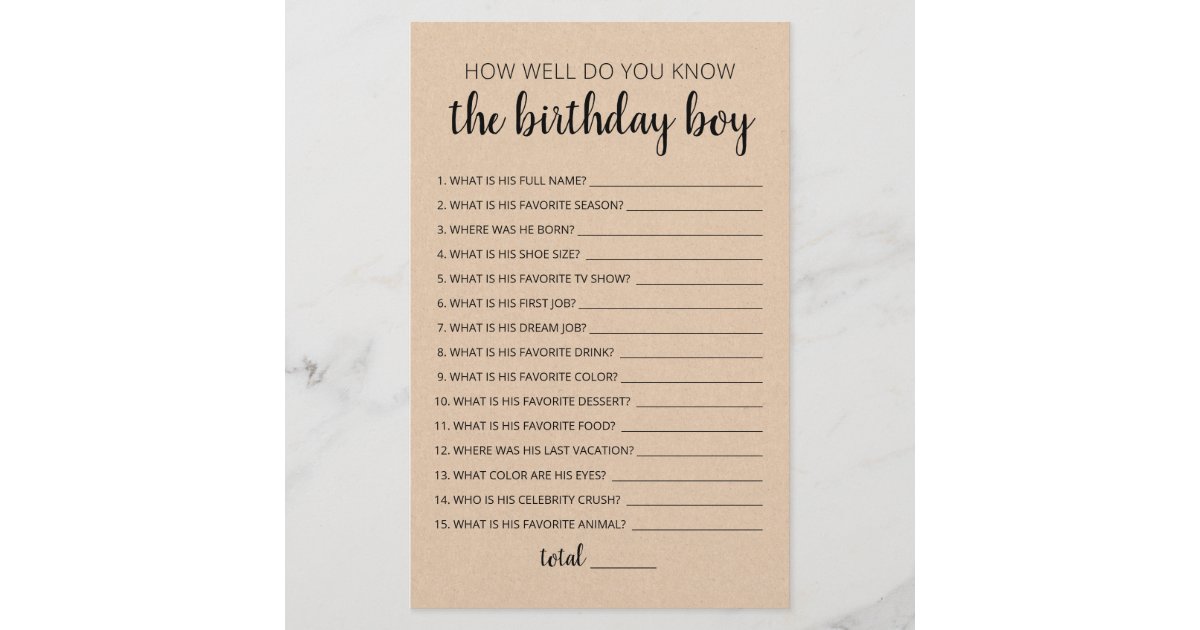 How Well Do You Know The Birthday Boy Game | Zazzle