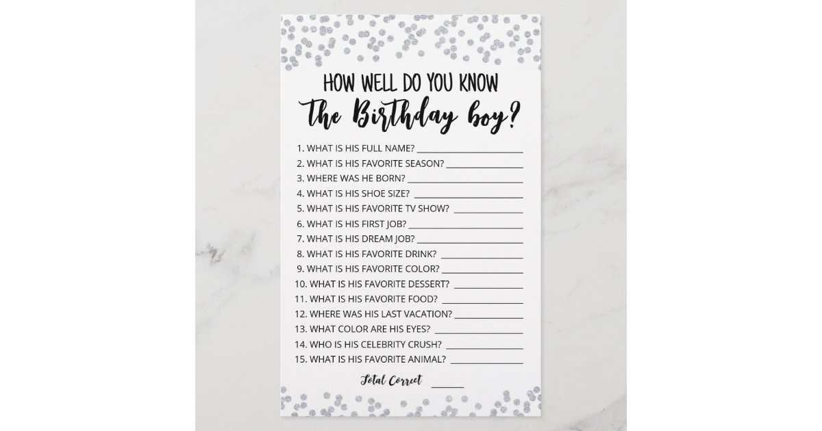 How well do you know the Birthday boy game | Zazzle