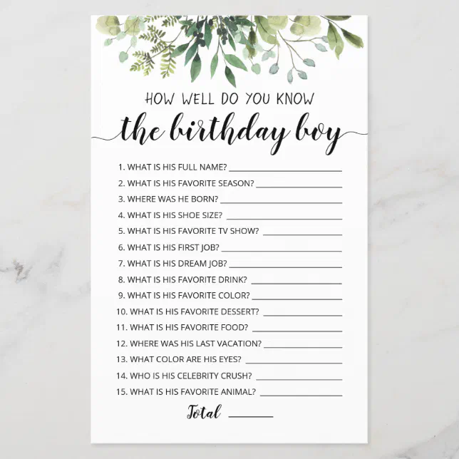 How Well Do You Know The Birthday Boy Game | Zazzle