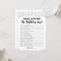 How well do you know the Birthday boy Game Card | Zazzle