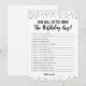 How well do you know the Birthday boy Game Card | Zazzle