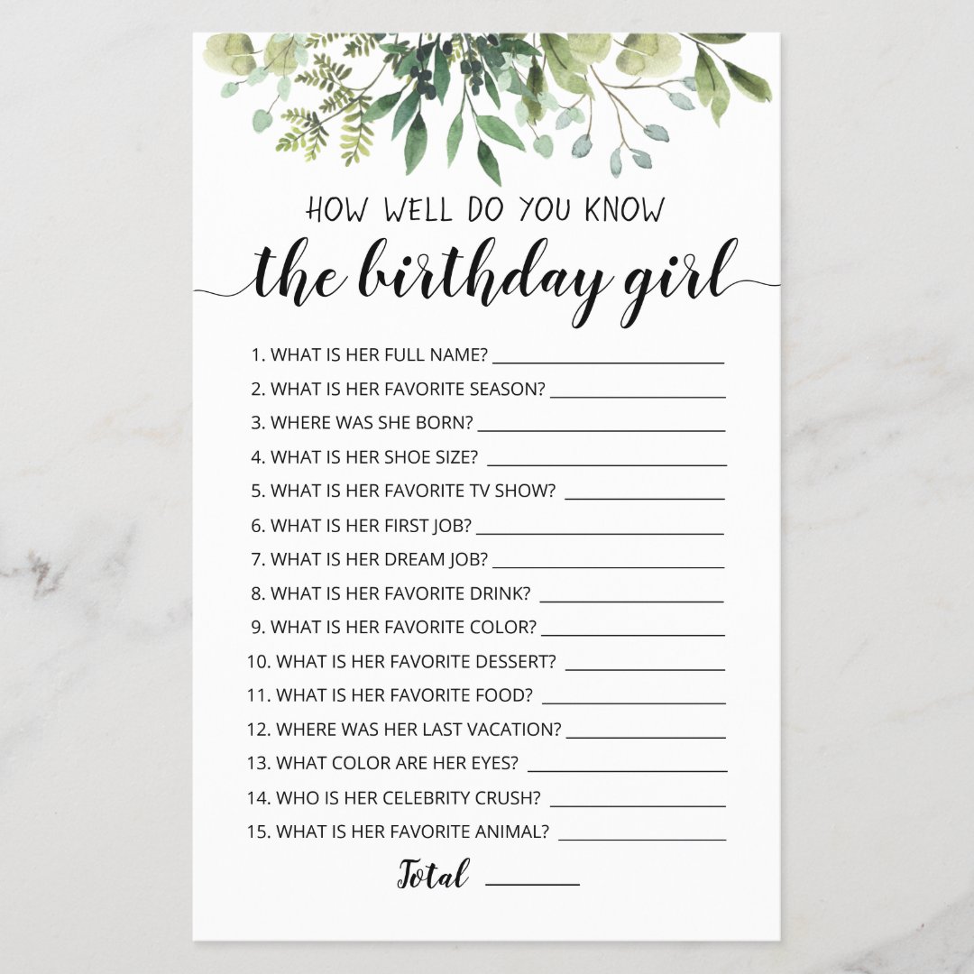 How Well Do You Know The Birthday Girl Game | Zazzle