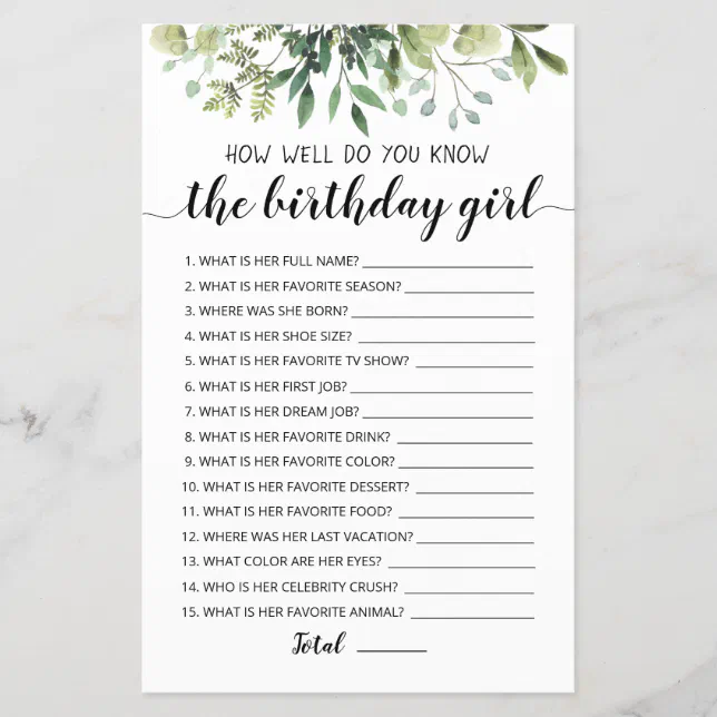 How Well Do You Know The Birthday Girl Game | Zazzle