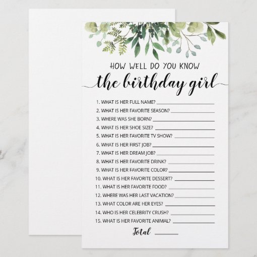 How Well Do You Know The Birthday Girl Game | Zazzle