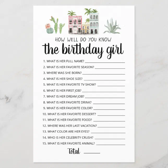How Well Do You Know The Birthday Girl game | Zazzle