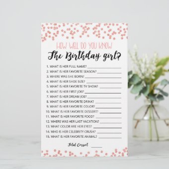 How well do you know the Birthday girl game | Zazzle