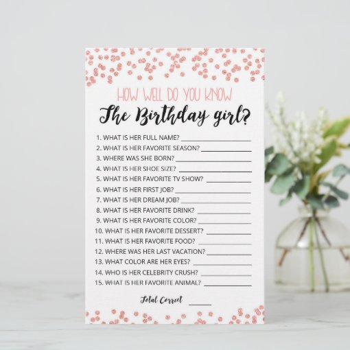 How well do you know the Birthday girl game | Zazzle