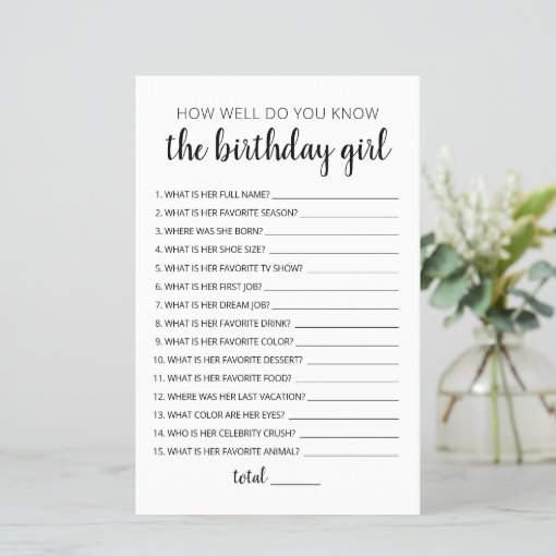 How Well Do You Know The Birthday Girl Game | Zazzle