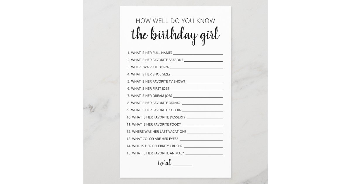 How Well Do You Know The Birthday Girl Game | Zazzle