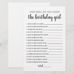 How Well Do You Know The Birthday Girl Game | Zazzle