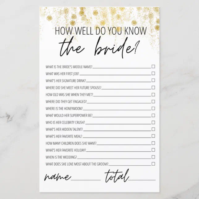 How Well Do You Know the Bride Bridal Shower Shiny | Zazzle