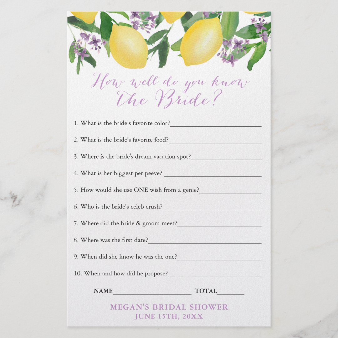 How Well Do You Know The Bride Shower Quiz Game Flyer | Zazzle
