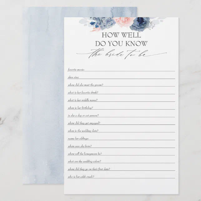How Well Do You Know The Bride To Be Bridal Shower | Zazzle