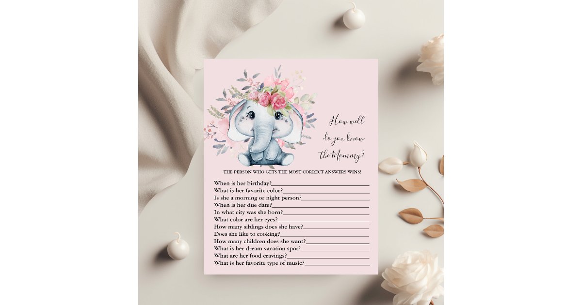 How well do you know the mommy Baby Shower Game | Zazzle