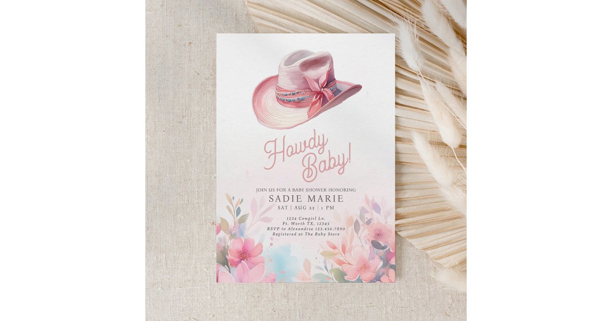 Howdy Baby Girl Western Baby Shower Invitation | Zazzle