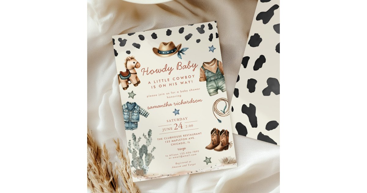 Howdy Baby Little Cowboy Baby Shower Invitation | Zazzle