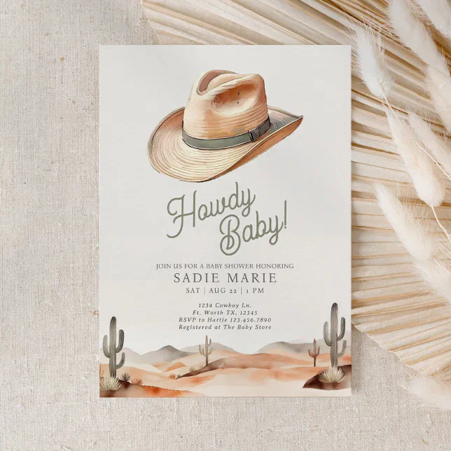 Howdy Baby Western Desert Baby Shower Invitation | Zazzle