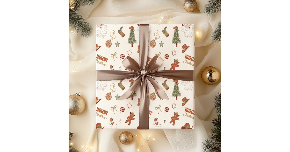 Howdy Christmas Western Cowboy Wrapping Paper | Zazzle