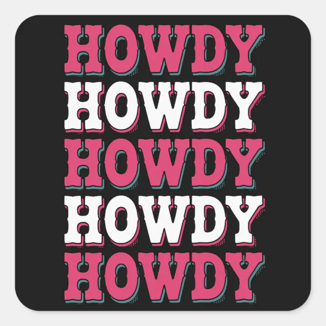 Howdy Cow Western Country Vintage Cowgirl Square Sticker | Zazzle