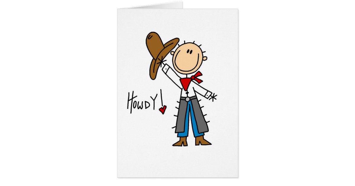 Howdy! Cowboy Stick Figure Card | Zazzle