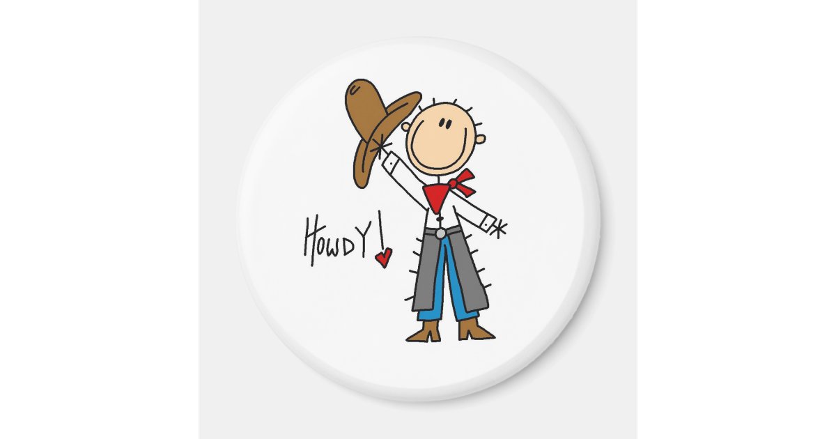 Howdy! Cowboy Stick Figure Magnet | Zazzle