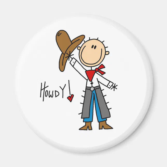 Howdy! Cowboy Stick Figure Magnet | Zazzle