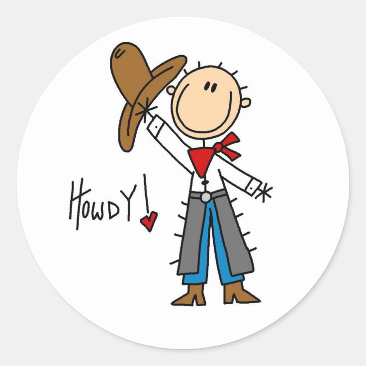 Howdy! Cowboy Stick Figure Sticker | Zazzle