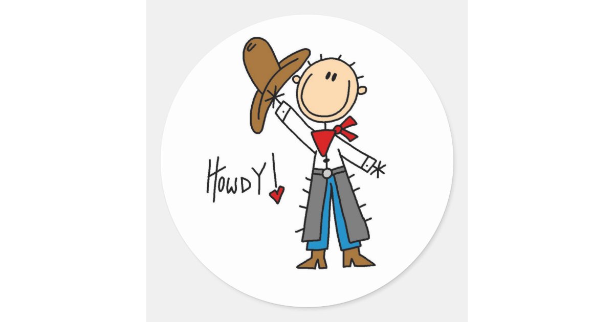 Howdy! Cowboy Stick Figure Sticker | Zazzle.com