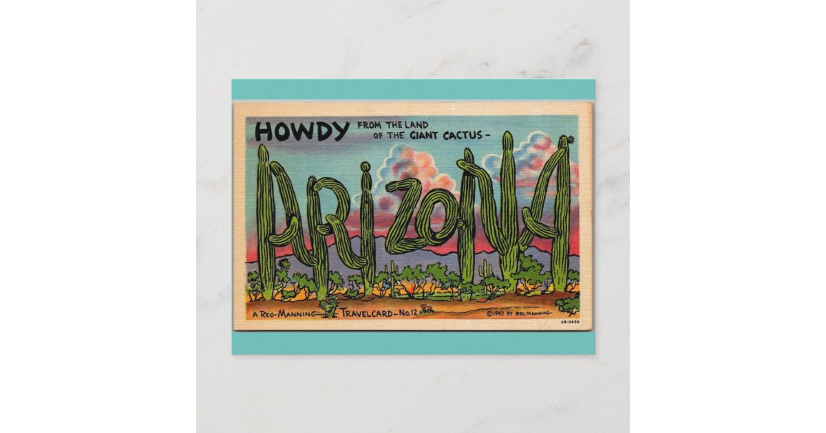 Howdy from Arizona vintage travel Postcard | Zazzle