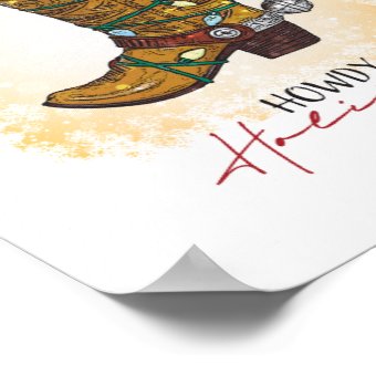 Howdy Holidays Christmas Lights Cowboy Boot Poster | Zazzle