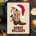 Howdy Holidays Western Cowboy Boot Christmas Holiday Card | Zazzle