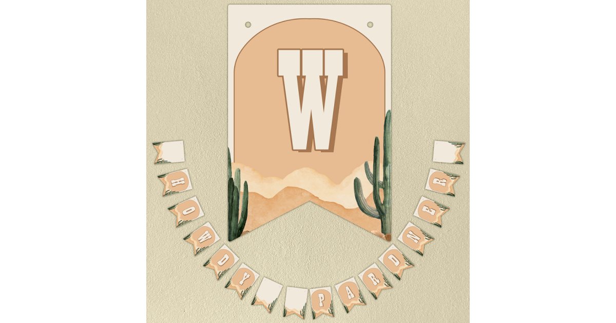 Howdy Pardner Western Birthday, Baby Shower Cowboy Bunting Flags | Zazzle