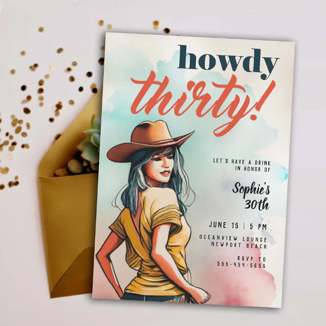 Howdy Thirty Country Western Chic 30th Birthday Invitation | Zazzle