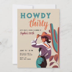 Howdy Thirty Retro Country Western 30th Birthday Invitation | Zazzle