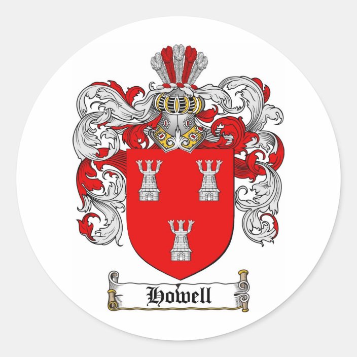 HOWELL FAMILY CREST - HOWELL COAT OF ARMS CLASSIC ROUND STICKER ...